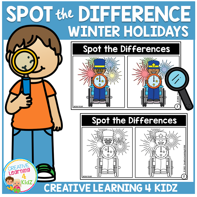 Winter Holiday Spot the Difference Cards | Visual Discrimination Activity