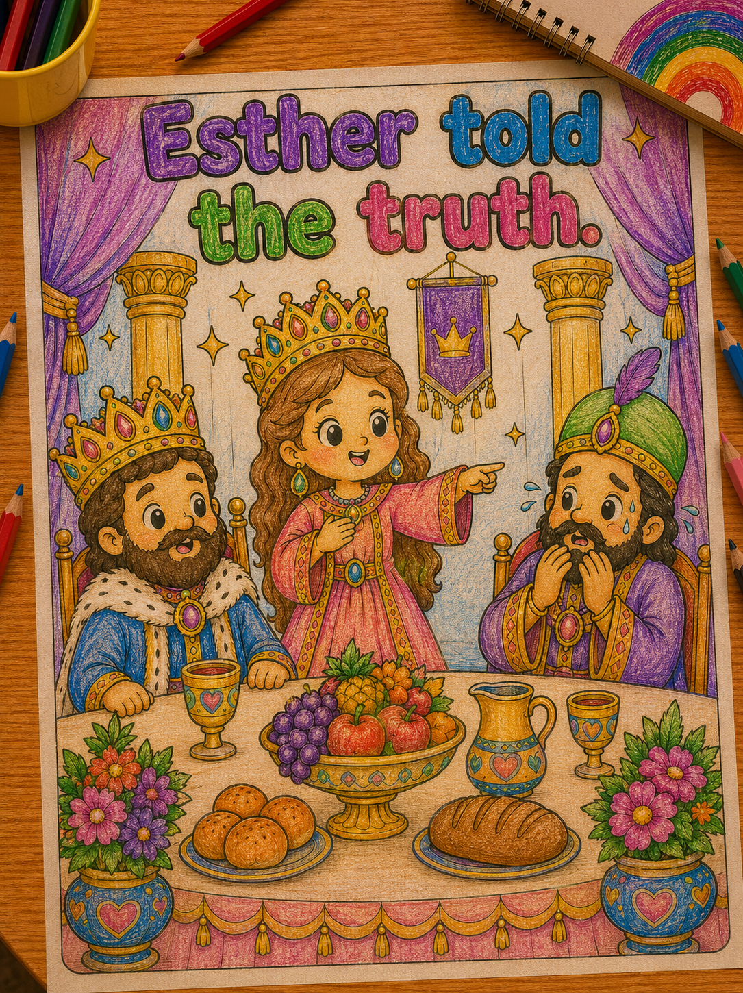 Queen Esther Bible Coloring Book for Kids | 15 Printable Bible Story ...