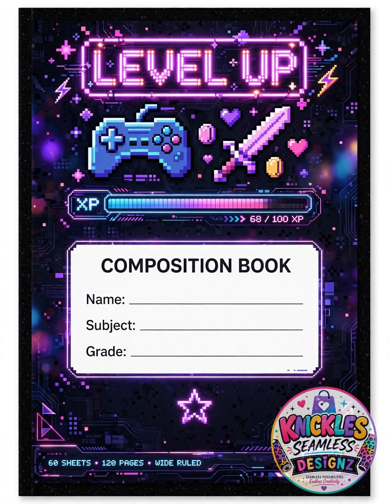 Gamer Composition Notebook Cover Bundle 7.5
