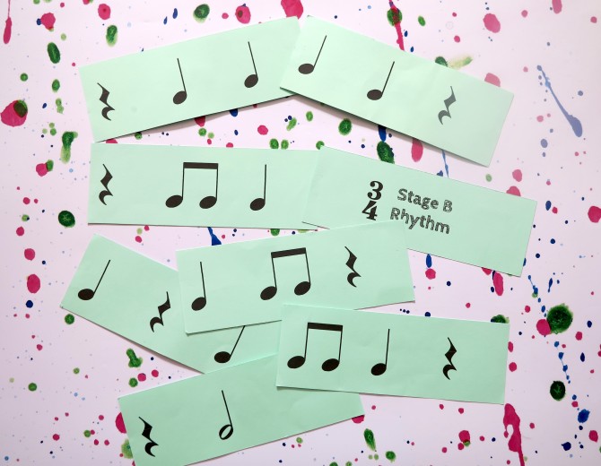 Stage B Rhythm Cards 3 Crotchets per Bar Notes & Rests - Payhip