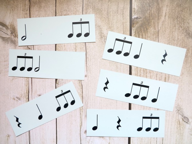 Stage D Rhythm Cards 3 Crotchets per Bar Quaver Triplets Notes and ...