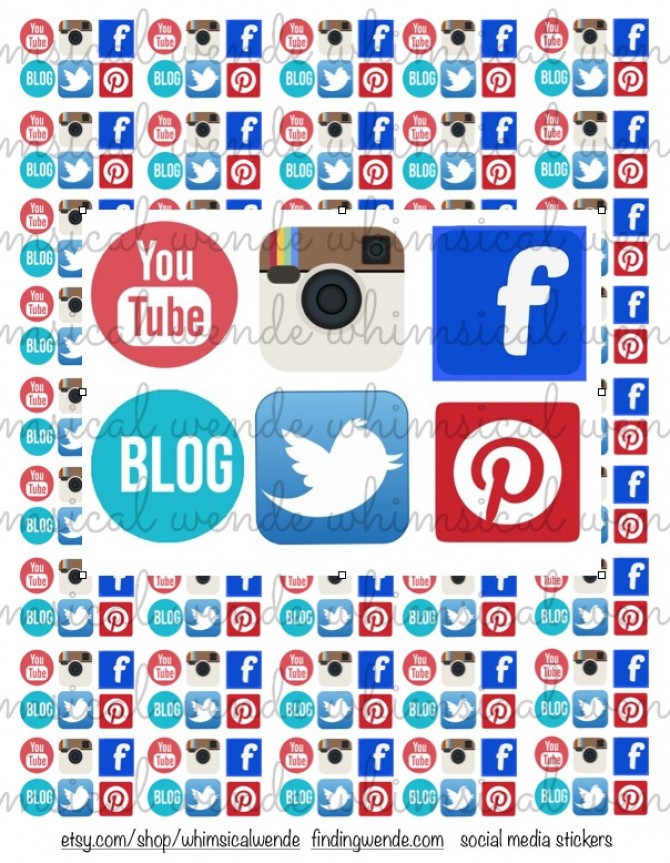 Printable Planner Stickers Social Media Logos- Instant Digital Download ...