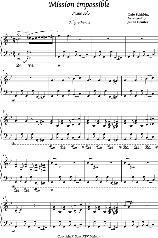 Mission impossible - sheet music