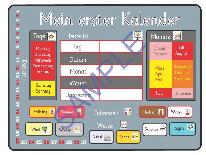 A GERMAN CALENDAR . Mein erster Kalender. A3 - Payhip